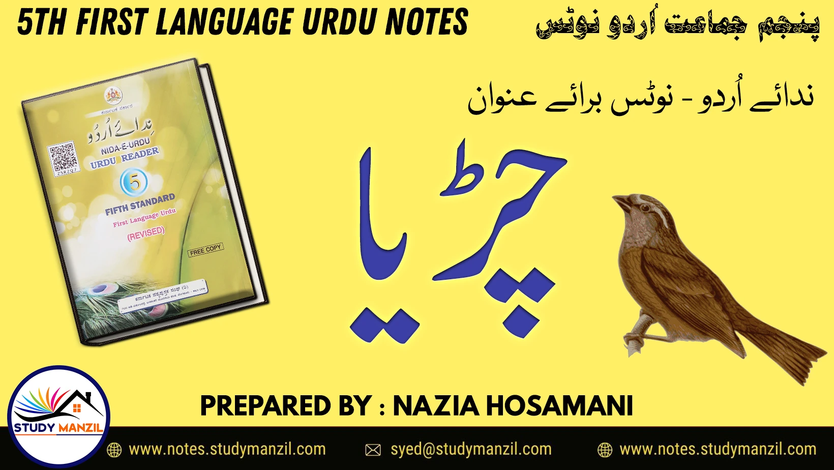 Notes For Class 5 Urdu Lesson Chidya | پنجم جماعت اُردو نوٹس سبق چڑیا ...